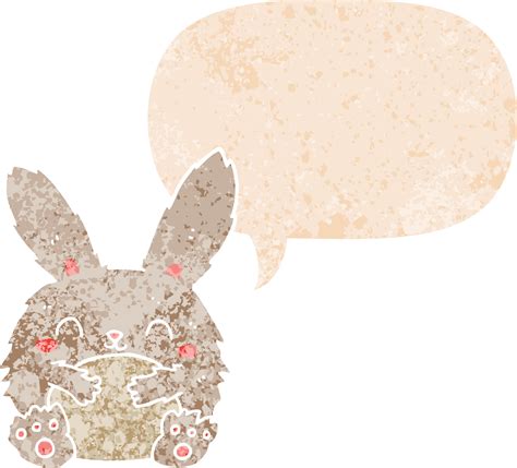 Lapin De Dessin Animé Mignon Et Bulle De Dialogue Dans Un Style Texturé Rétro 45274391 Png