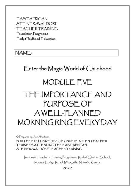 Kindergarten Module 5 Morning Ringdocx