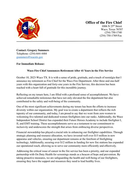 Fire Chief Letter Docx Docdroid