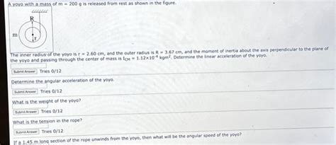 Solved A Yoyo With A Mass Of M G Is Released From Rest Chegg Com