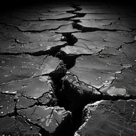 Abstract Black Split In Ground Floor Destruction Effect On Earth