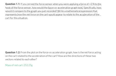 Solved Question If You Zeroed The Force Sensor When You Chegg