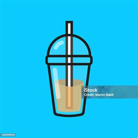 탄산음료 아이스티 또는 커피 칵테일 밀크쉐이크 주스 차가운 음료 뚜껑이있는 빈 투명 플라스틱 일회용 컵의 벡터 플랫 디자인의 일러스트레이션 3차원 형태에 대한 스톡 벡터