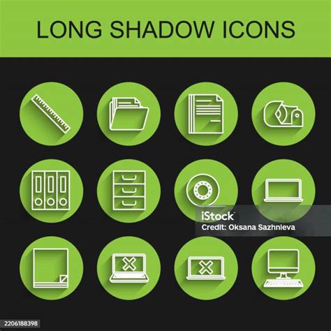 라인 설정 File 문서 노트북 및 화면의 십자 표시 눈금자 키보드가 있는 컴퓨터 모니터 서랍 문서 및 스카치 아이콘 벡터 0명에 대한 스톡 벡터 아트 및 기타 이미지