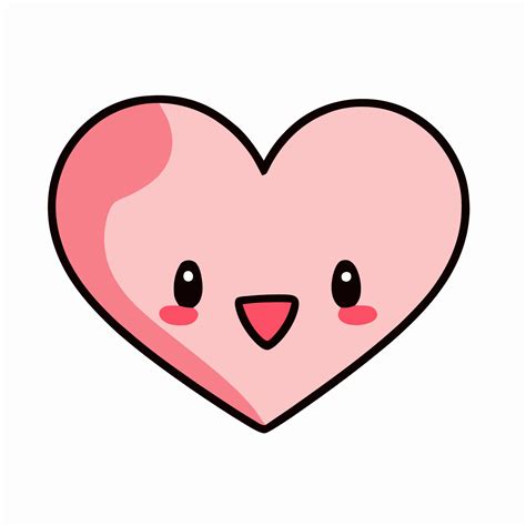 Día De San Valentín Ilustración De Corazón Lindo Corazón Kawaii Chibi Estilo De Dibujo Vectorial