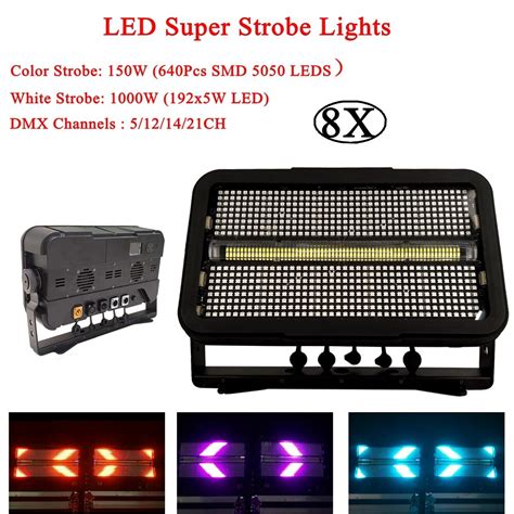 8 개몫 새로운 1400w Led 슈퍼 스트로브 빛 Dmx512 Led 무대 조명 깜박이는 디스코 크리스마스 휴일 웨딩 파티 Ktv 스트로브무대 조명 영향