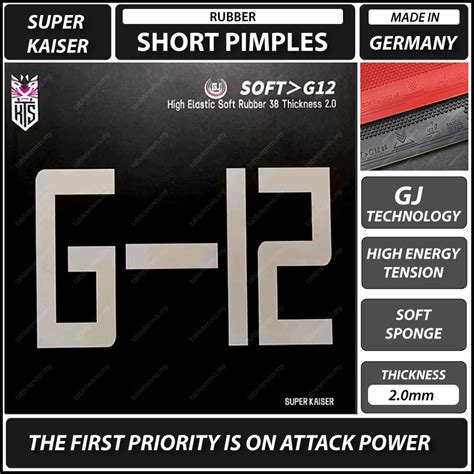 Super Kaiser Soft G12 Short Pimples Table Tennis Rubber Getah Ping Pong
