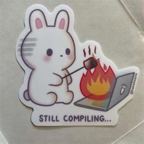 This Is Fine Bear Programmer Humor Vinyl Sticker Software Developer T Cute Tech Coding