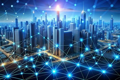 Premium Photo Smart City And Abstract Line And Dot Connect With Gradient Line Design Big Data