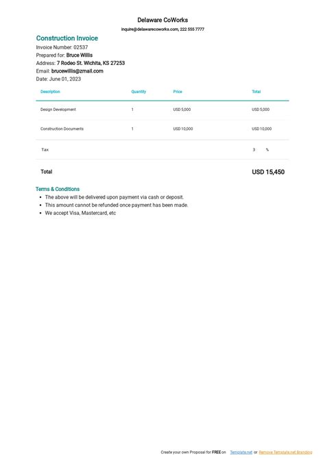 Architect Invoice Template Word