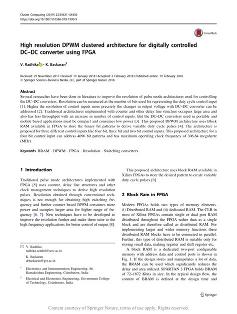 High Resolution Dpwm Clustered Architecture For Digitally Controlled Dcdc Converter Using Fpga