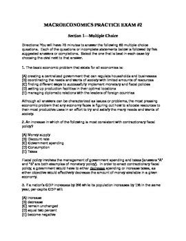AP Macroeconomics Full Length Practice Exam 2 By Rich Wiess TpT