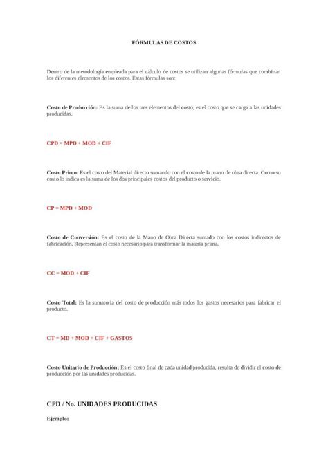 Docx FÓrmulas De Costos Dokumen Tips