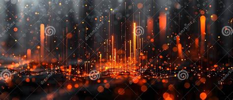 Futuristic Data Stream In Orange Hues Concept Technology Data Visualization Futuristic