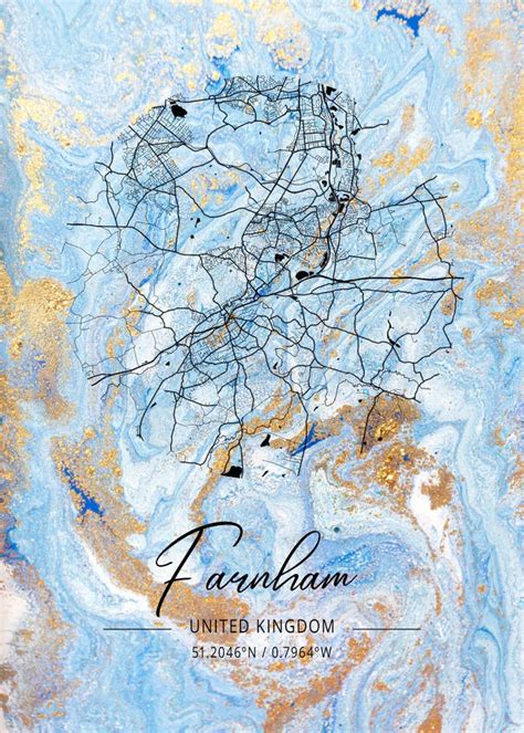 Farnham United Kingdom Penstemon Marble Map Stock Illustration