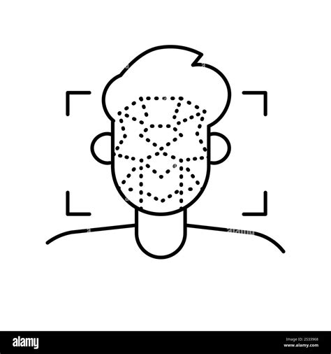 Face Recognition Black Line Icon Vector Isolated Element Editable