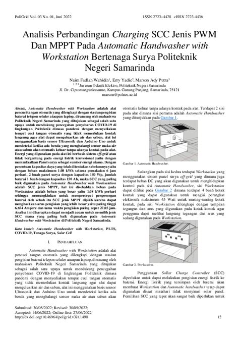 Pdf Analisis Perbandingan Solar Charging Controller Scc Jenis Pwm Dan Mppt Pada Automatic