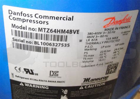 Danfoss Mtz64hm4bve Commercial Compressor 380 400v 50hz 15a Plc Toolbox Supply
