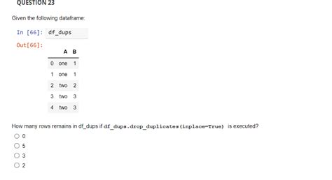 Solved Given The Following Dataframe In 66 Out 66