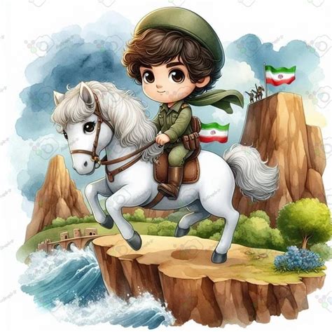 خرید و قیمت بک گراند کودکانه سرباز کوچک ایرانی با اسب سپید روی صخره کد 41875 ویژه عکس گراف ترب