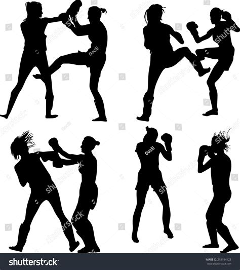 Kickboxing Woman Stock Vector 218194123 Shutterstock