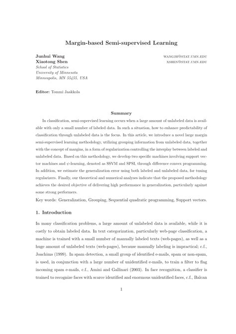 Pdf Margin Based Semi Supervised Learning