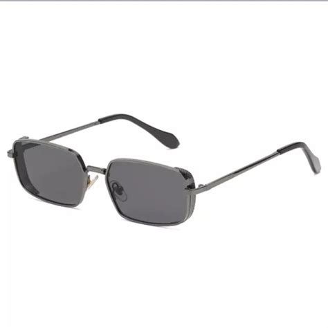Full Black Thin Square Retro Trendy Sunglasses For Men Np