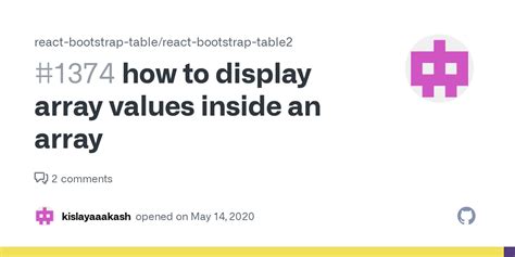 How To Display Array Values Inside An Array · Issue 1374 · React Bootstrap Tablereact