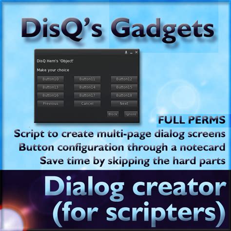 Second Life Marketplace Full Perms Dialog Creator