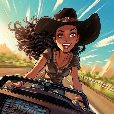 Premium Ai Image Cartoon African American Cowgirl With Braids Picture
