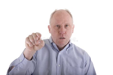 Angry Man In Blue Shirt Pointing At Camera Stock Photo Image 5040056