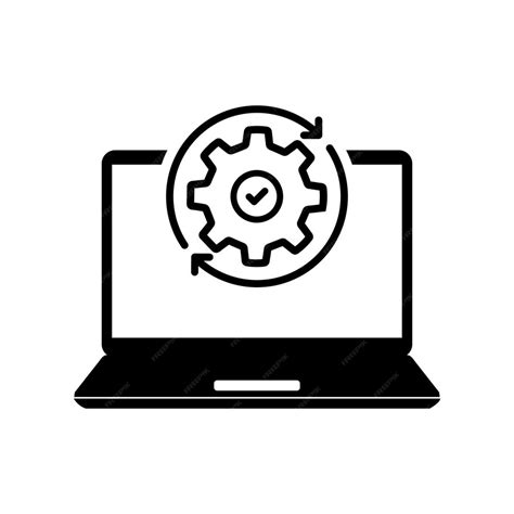 Premium Vector Upgrade Of Software Black Icon Computer System Update Silhouette Pictogram