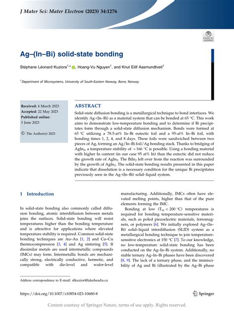 Pdf Aginbi Solid State Bonding