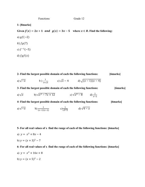 Grade Functions Worksheet