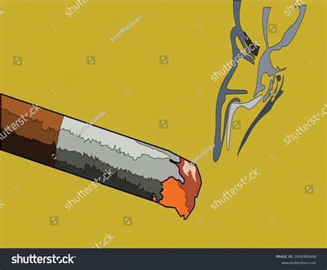 Cigarette Burning Yellow Background Stock Illustration 2059385456