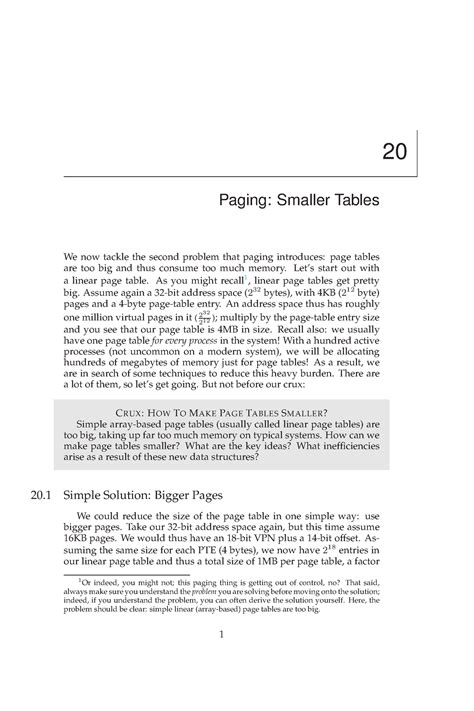 Vm Smalltables Paging Smaller Tables Lecture Notes Professor Yifan