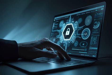 Cyber Security Expert Typing On Laptop Analyzing Data Protection And