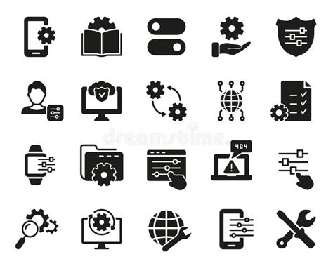 Setup Repair And Settings Black Icon Set Tech Support Settings And Options Silhouette Icon
