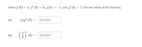 Solved Given F 6 5 F 6 6 G 6 1 And G 6 7 Find The Chegg Com