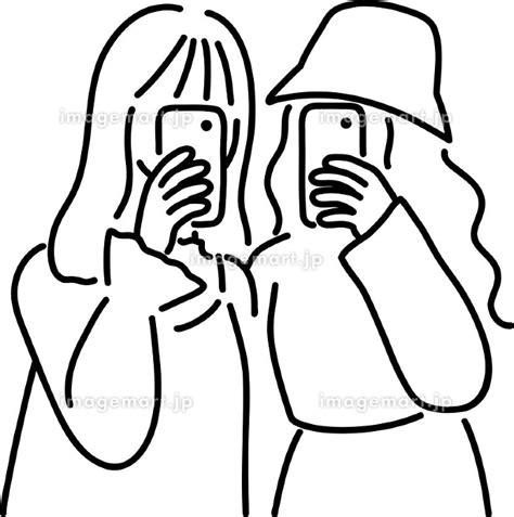 友達と自撮り 女の子 イラスト 197668050 イメージマート