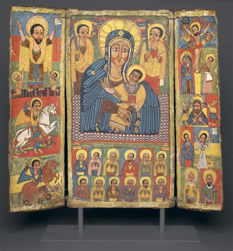 أيقونة ثلاثية مع صورة مركزية للعذراء والطفل ، 1682 99