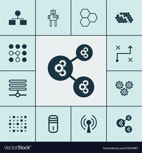 learning icons set collection of algorithm vector image