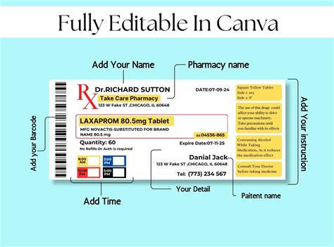 Prescription Label Template Pill Bottle Label Rx Bottle Label