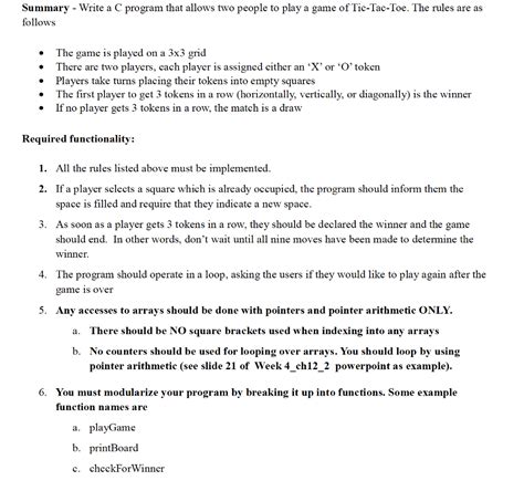 Solved Summary Write A C Program That Allows Two People To