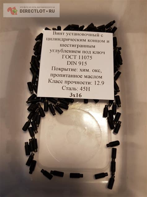 Винт установочный (стопорный) с цапфой под шестигранник М3х16 DIN 915 ...