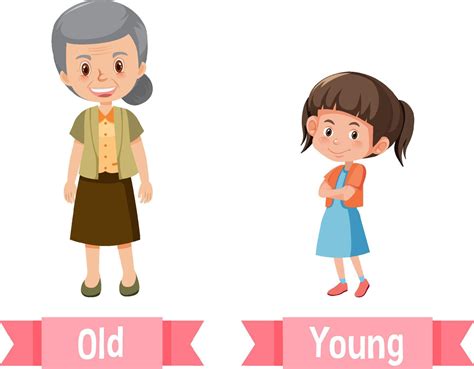 Opposite English Words Old And Young 7012395 Vector Art At Vecteezy