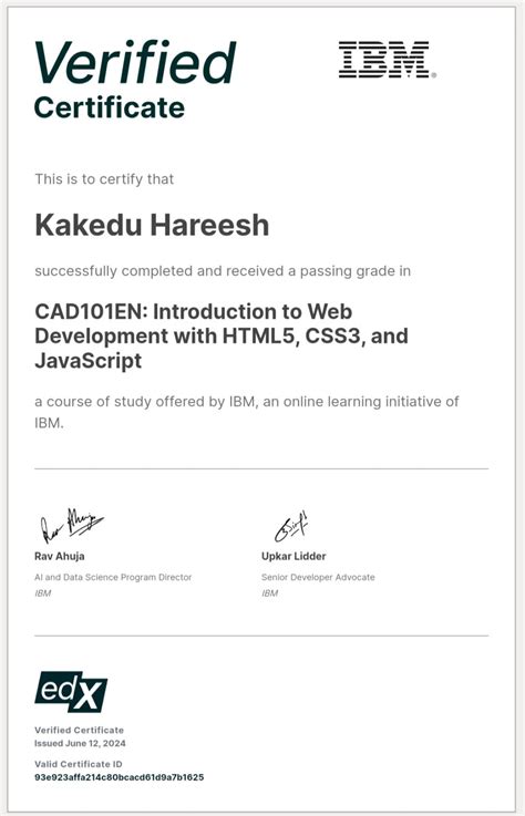 Hareesh Kakedu On Linkedin Ibm Edx Html Css Javascript