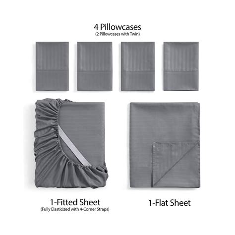 Sweet Home Collection 4 Piece Embossed Dobby Stripe Sheet Set Double Brushed Microfiber Twin