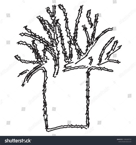 Tree Black White Doodle Vector Illustration เวกเตอรสตอก ปลอดคาลขสทธ 1290309733