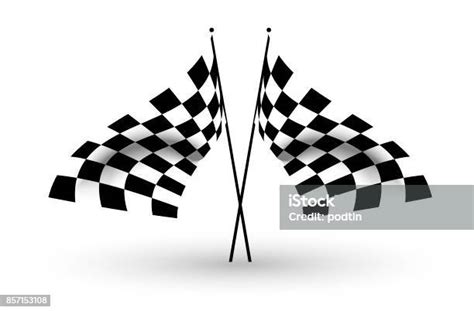 시작 하 고 플래그를 마무리입니다 자동 모토 레이싱입니다 바둑판 무늬 깃발 검은색에 대한 스톡 벡터 아트 및 기타 이미지